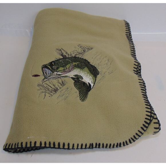 Lamoda | Bedding | Fisherman Angler Blanket Throw Largemouth Bass 44 X ...